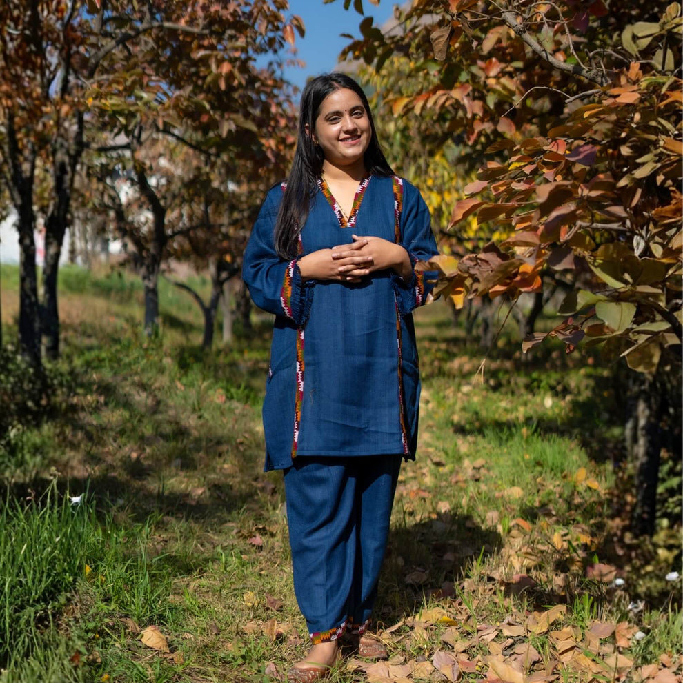 Merino Wool Co-ord Set for Women (Blue) | Winter Coord Set – Bhuttico ...