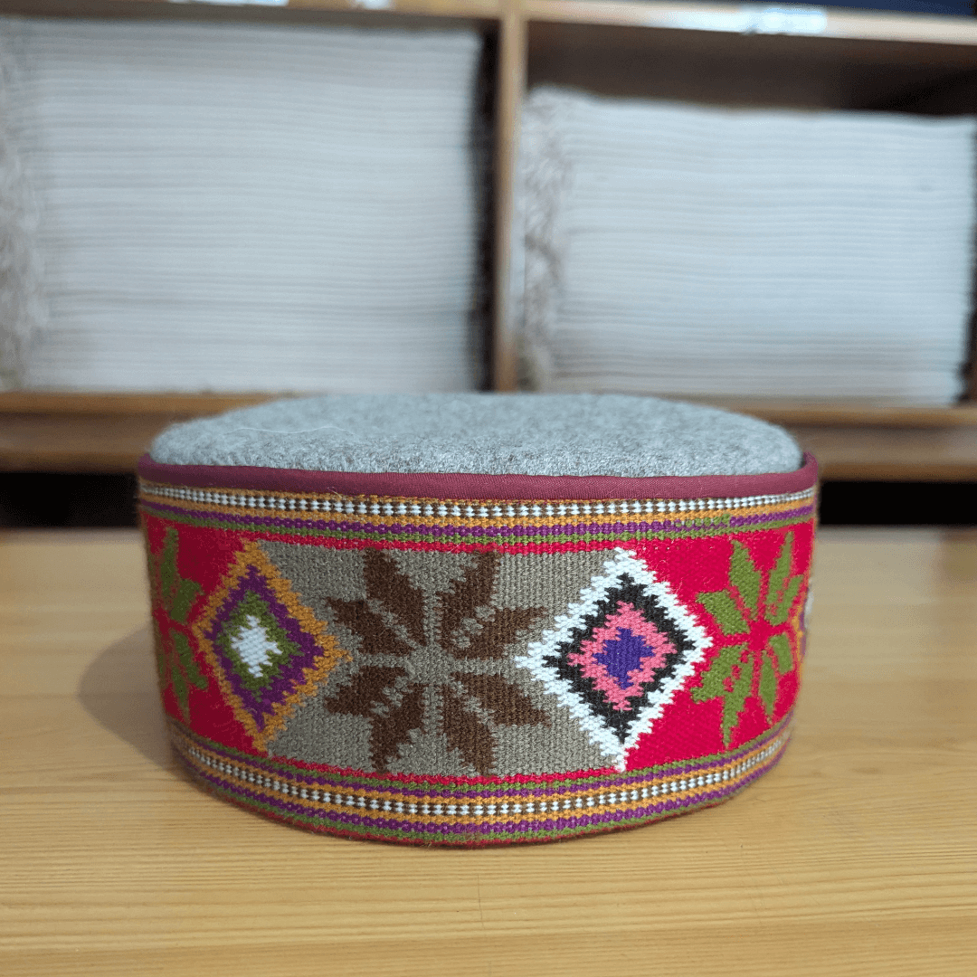 Red Floral Himachali Cap – Traditional Handwoven Pahadi Topi by ...